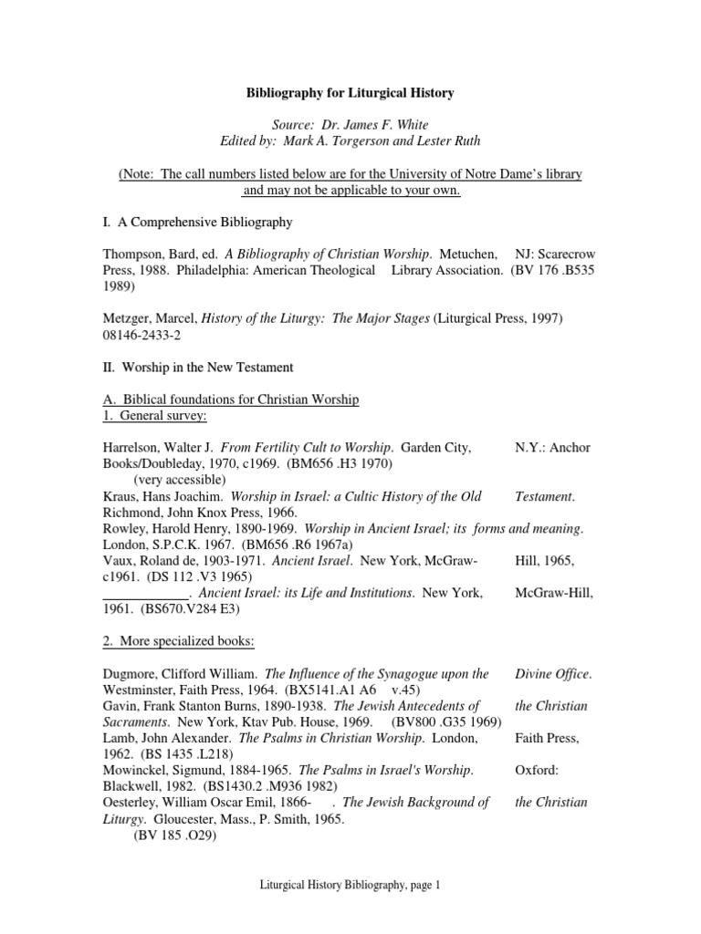 Bibliography of Key Sources for Studying the History of Christian ...