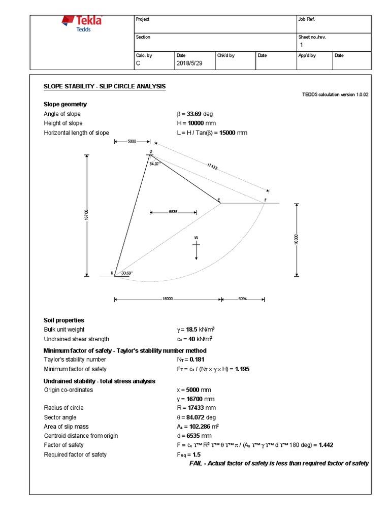 Slope Stability Slip Circle Analysis | PDF | Applied And ...