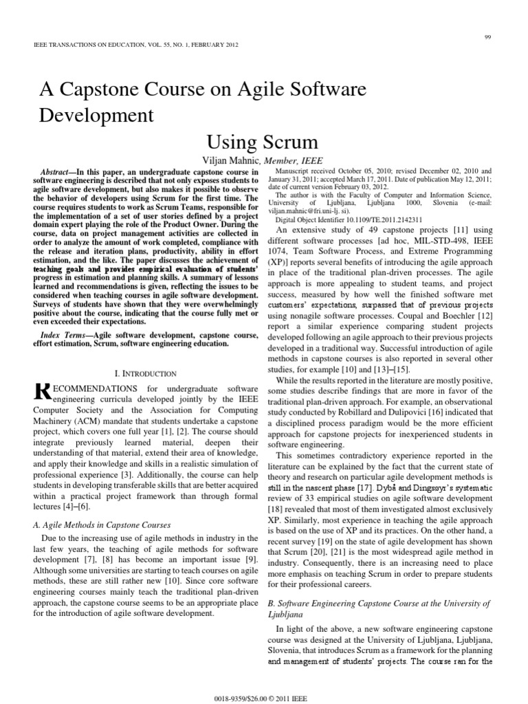 A Capstone Course On Agile Software Development Using Scrum | PDF ...