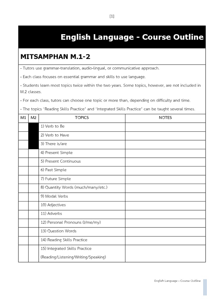 Course Outline - English - 2017 - (2nd Ed.) | PDF | Verb | Adjective