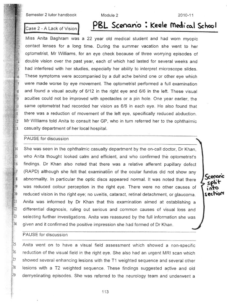 Example Medical Education PBL Scenario | PDF