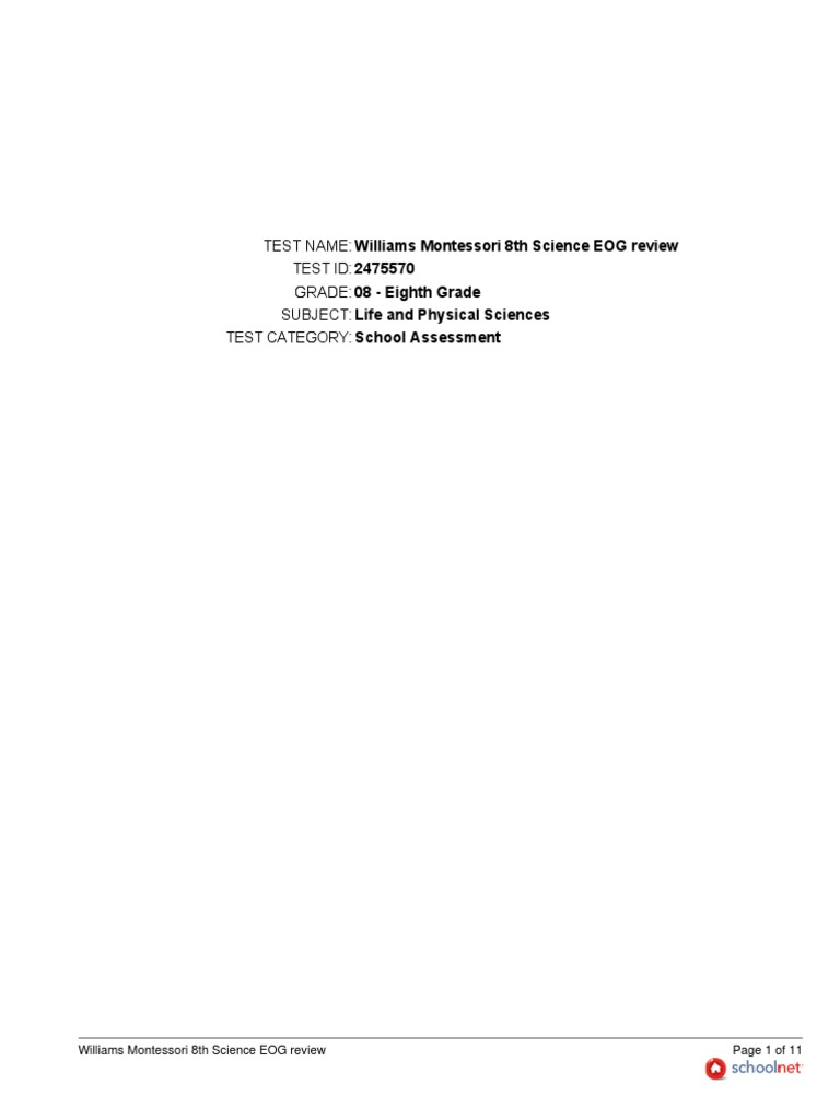 8th Science Eog Study Guide | PDF | Water | Chemical Substances