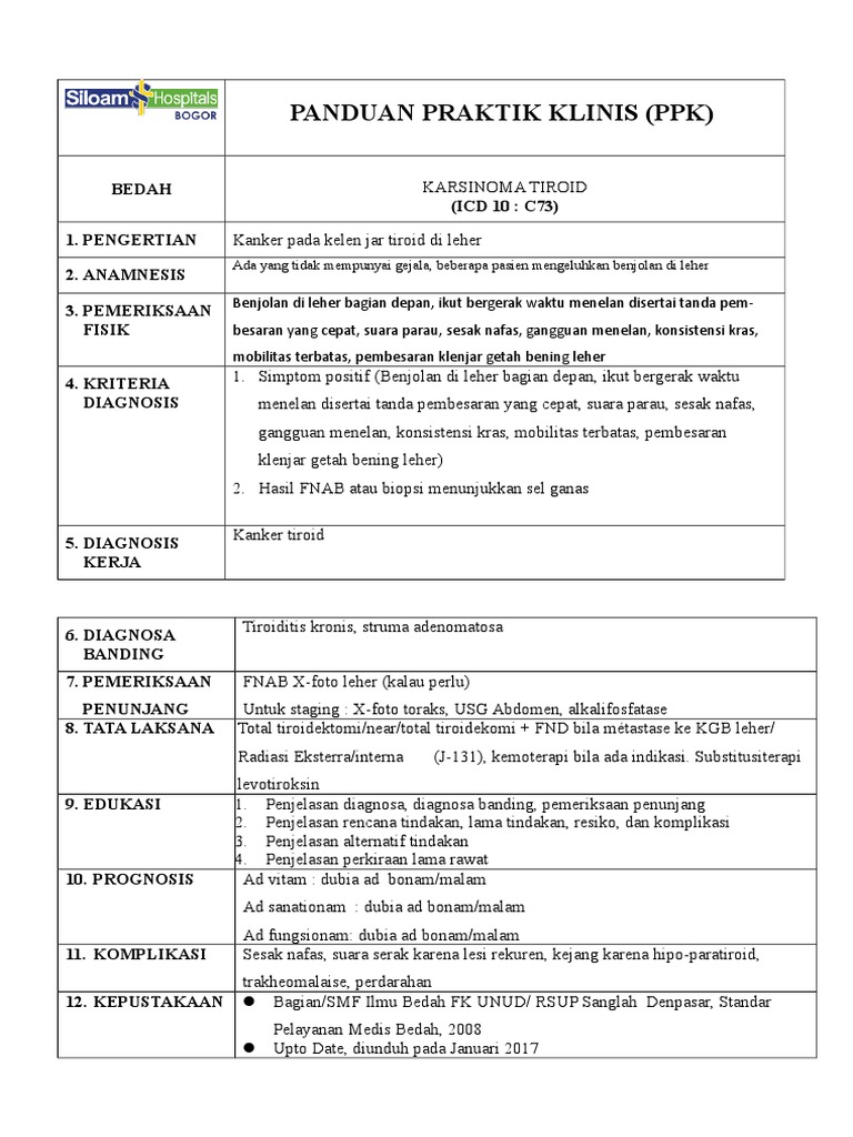 Panduan Praktik Klinis (PPK) : Bedah (ICD 10: C73) 1. Pengertian 2 ...