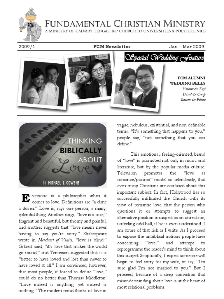 FCM Newsletter 2009 - V1 (Jan-Mar 09) | PDF | Romance (Love) | Love
