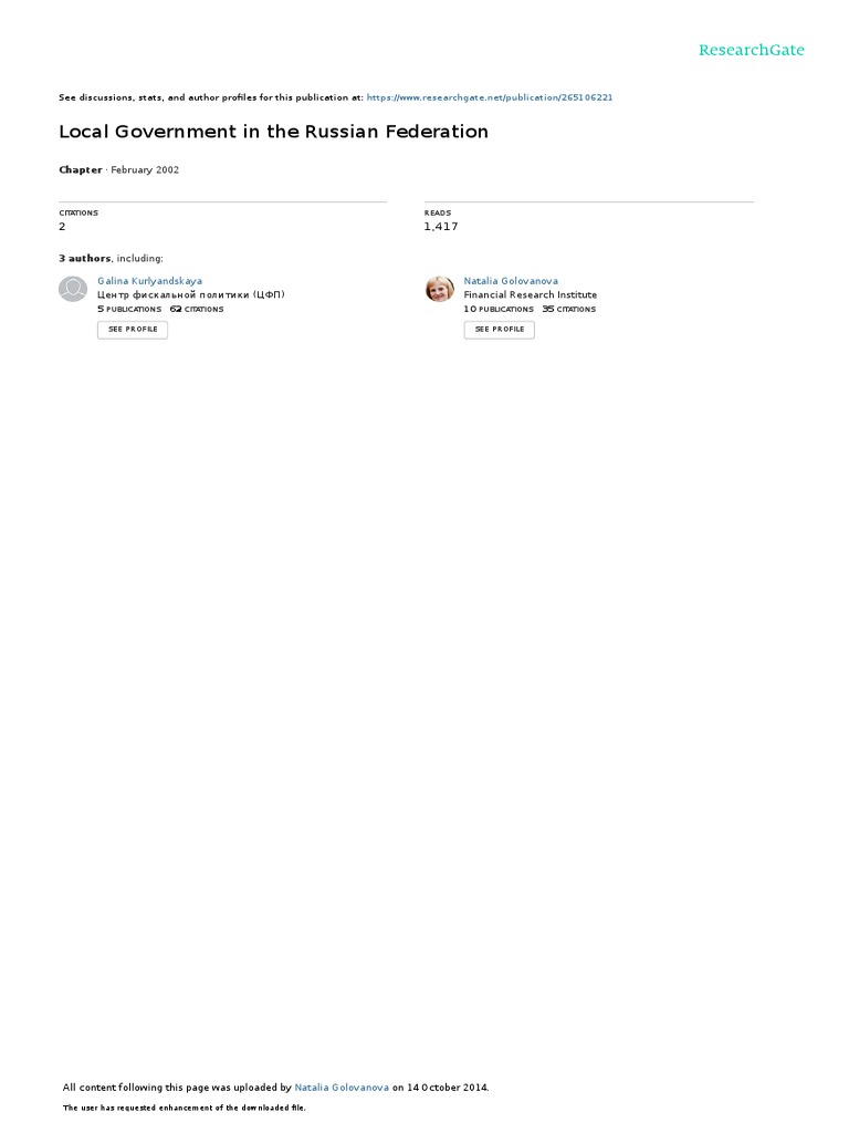 Russia Draft Engforwww | PDF | Local Government | Federation