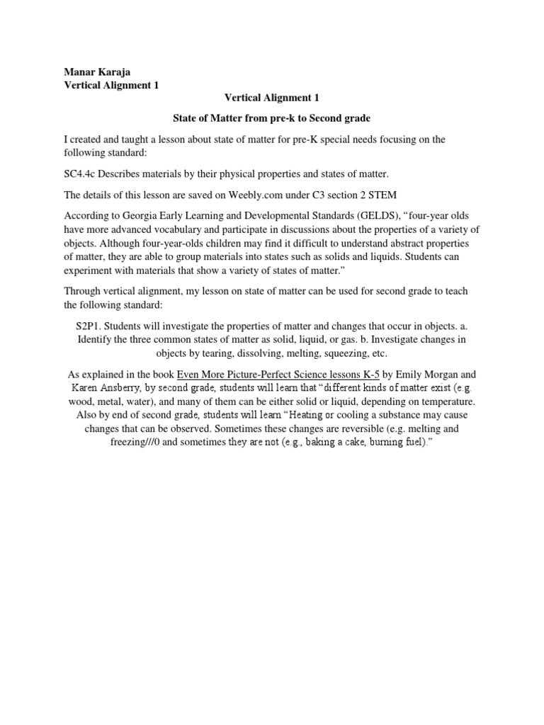 Manar Karaja Vertical Alignment 1 Vertical Alignment 1 State Of Matter From Pre K To Second