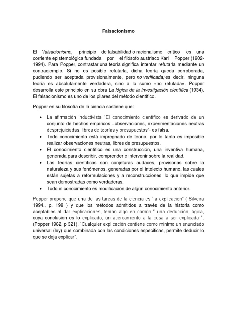 Falsacionismo | PDF | Karl Popper | Science