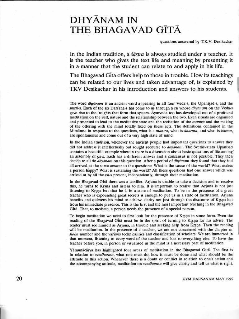 Dhyanam in Bhagavad Gita | PDF | Bhagavad Gita | Krishna