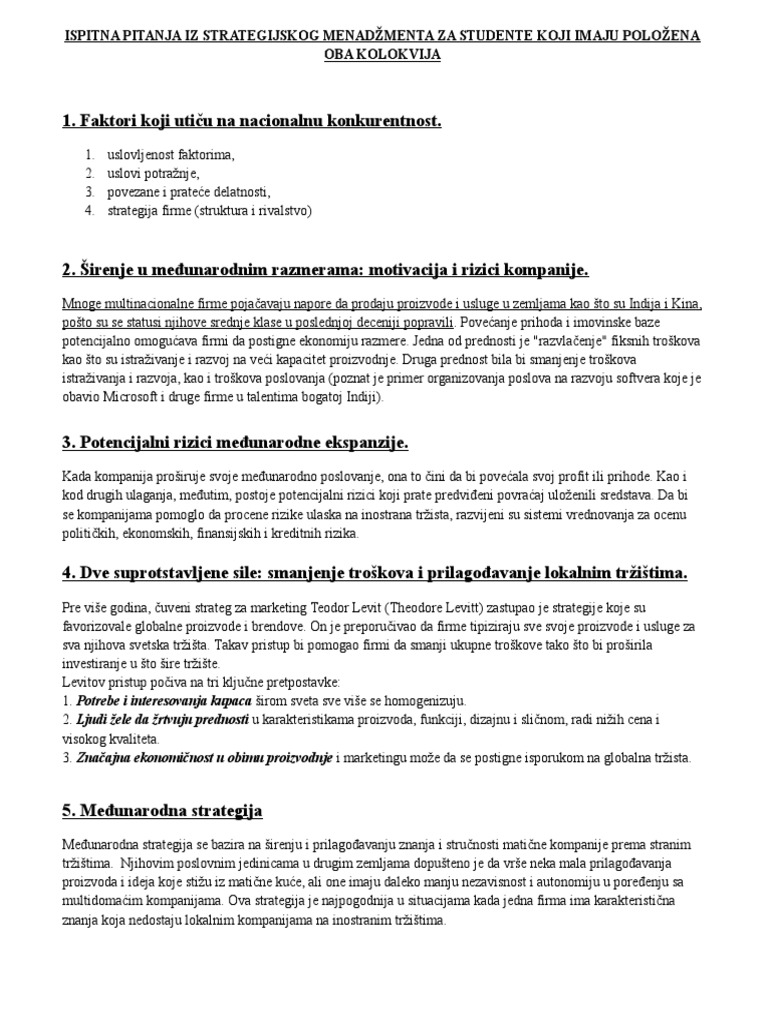 Strategijski Menadzment | PDF