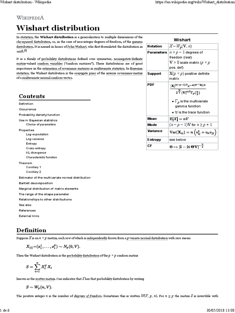 Wishart Distribution | PDF | Probability Theory | Mathematical Analysis