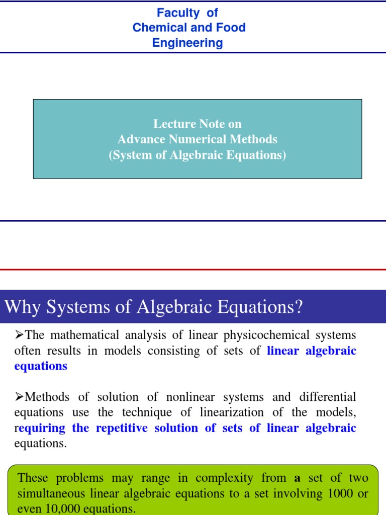2 Systme of Alegebraic Equation (Modified) | PDF | Equations | Matrix ...