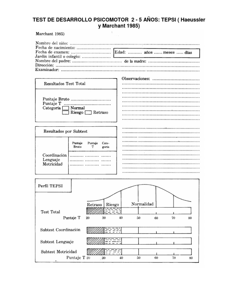 Test de Desarrollo Psicomotor Tepsi | PDF