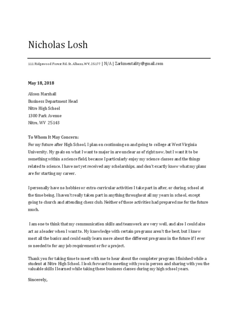 Completer Portfolio Letter of Intro | PDF