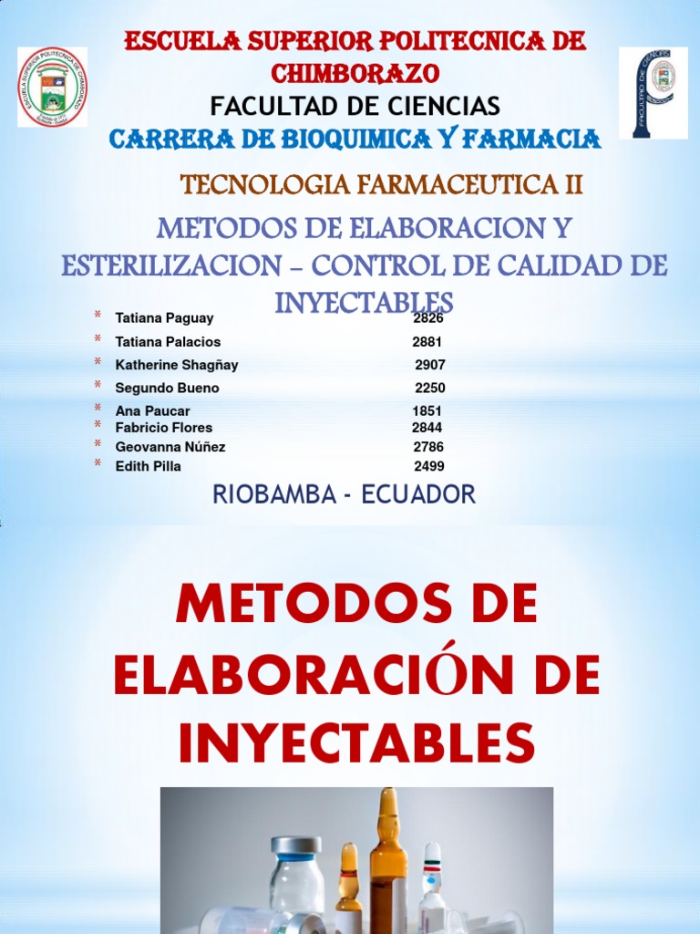 Metodos elaboracion inyectables | PDF | Esterilización (Microbiología) | Filtración
