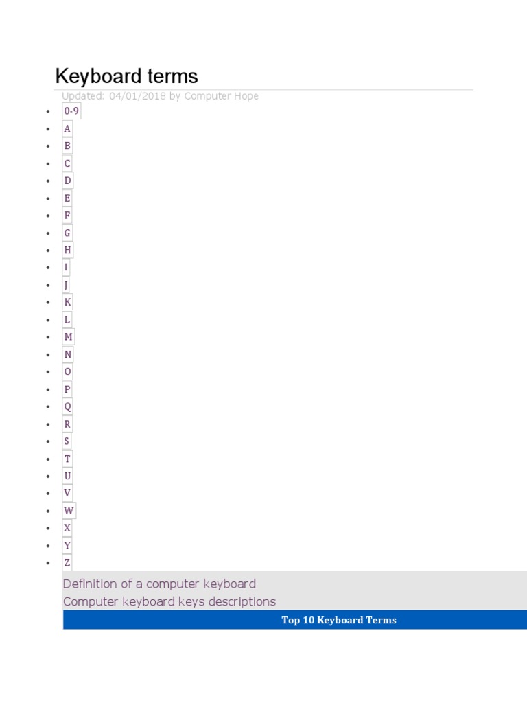 Keyboard Terms | PDF | Computer Keyboard | Ibm Pc Compatibles