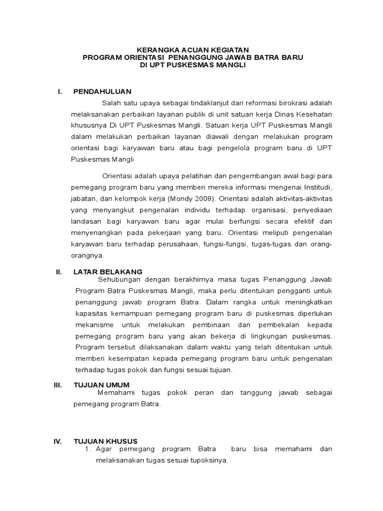 KAK Orientasi Batra | PDF