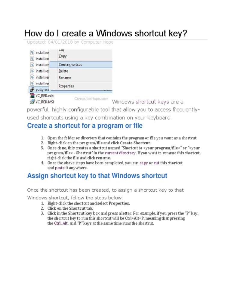 How Do I Create A Windows Shortcut Key | PDF | Computers