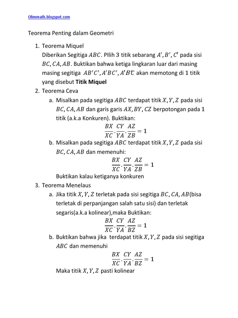 Teorema Penting Dalam Geometri Part 1 | PDF