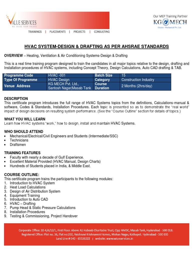 Hvac System-Design & Drafting As Per Ahsrae Standards | PDF | Computer ...