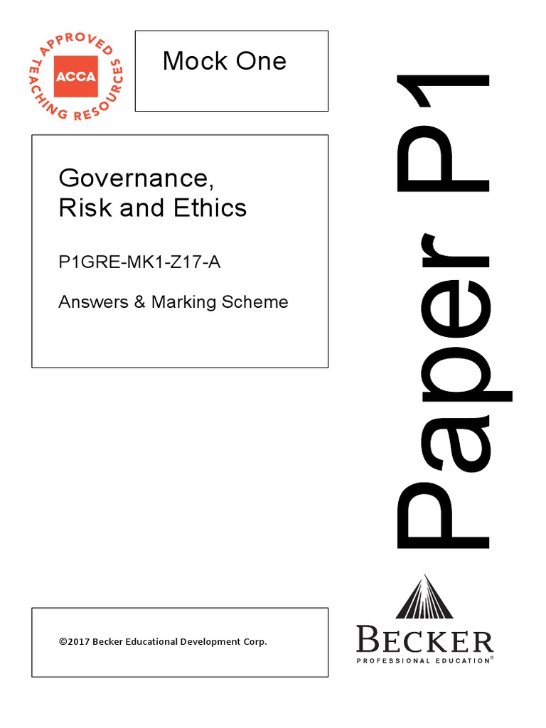 Acca P1 Mock1 Answers June2018 Pdf Pdf Internal Control Internal