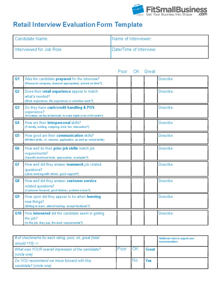 1a. Retail Interview Evaluation Form 2 | PDF | Action (Philosophy ...