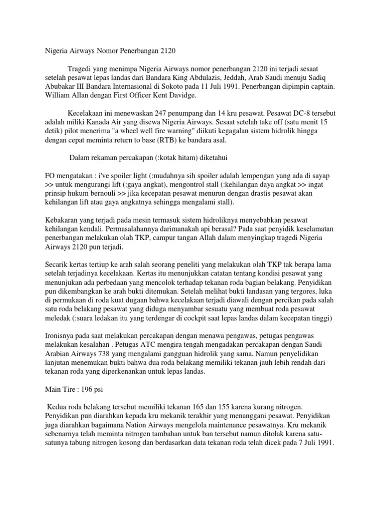 Nigeria Airways Flight 2120 | PDF
