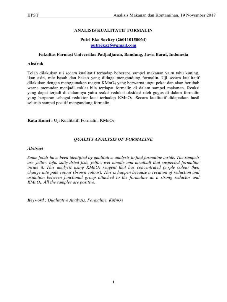 Modul 4 - Uji Kualitatif Formalin | PDF