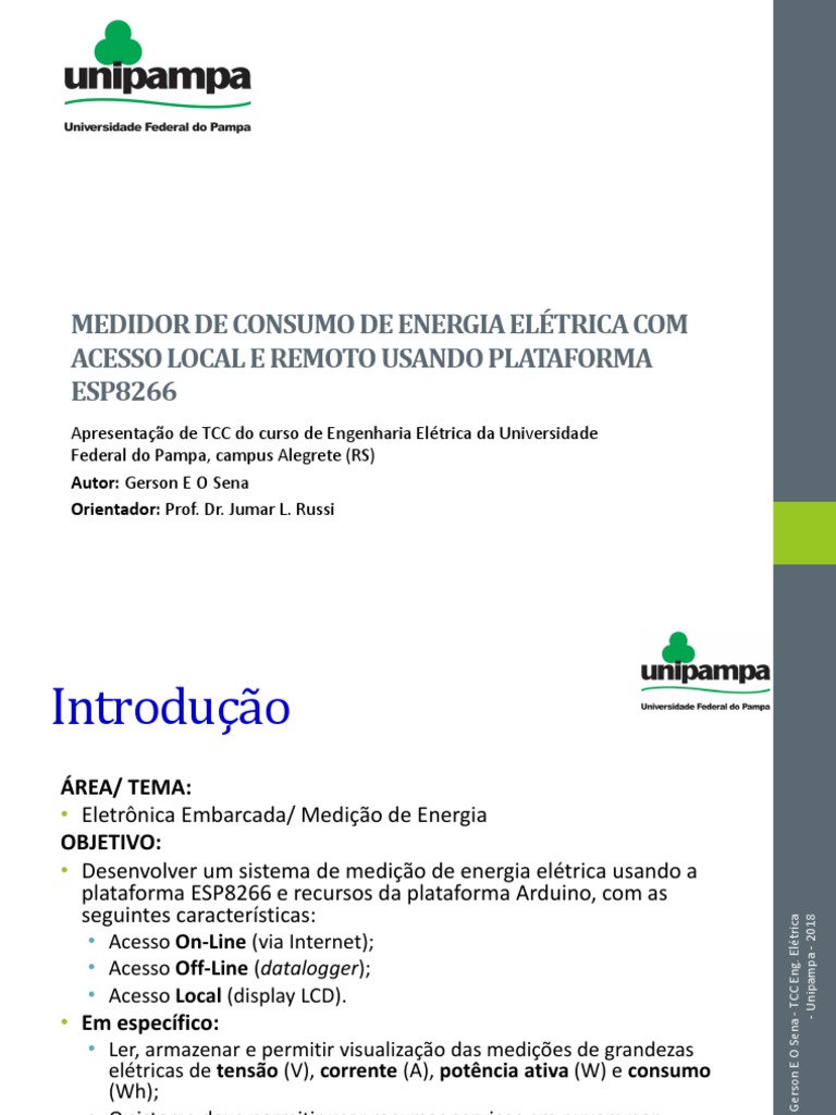 Tcc Apresentação Medidor De Consumo De Energia Elétrica Com Esp8266
