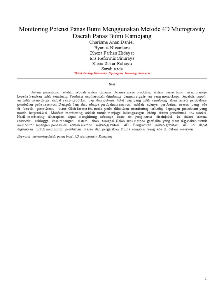 Monitoring Potensi Panas Bumi Menggunakan Metode 4D Microgravity Daerah ...