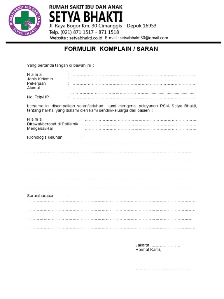 Formulir Kritik Dan Saran | PDF