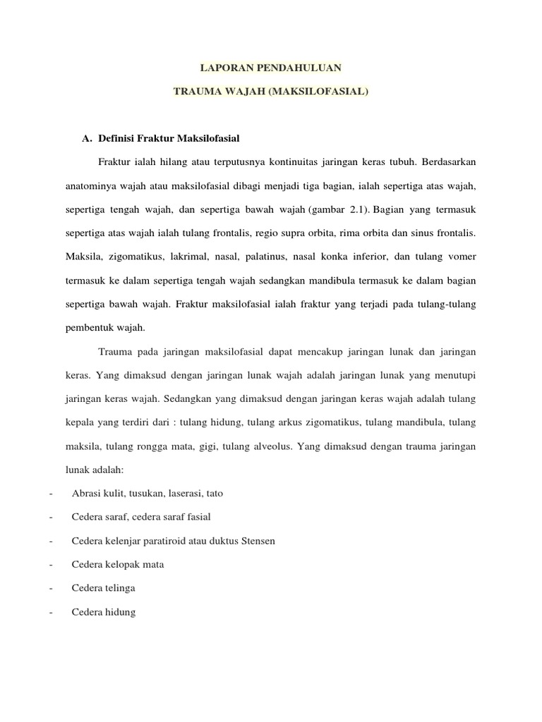 LP Trauma Wajah | PDF | Ct Scan | Human Head And Neck