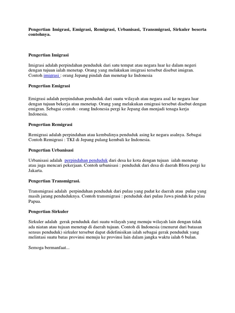 Pengertian Imigrasi | PDF
