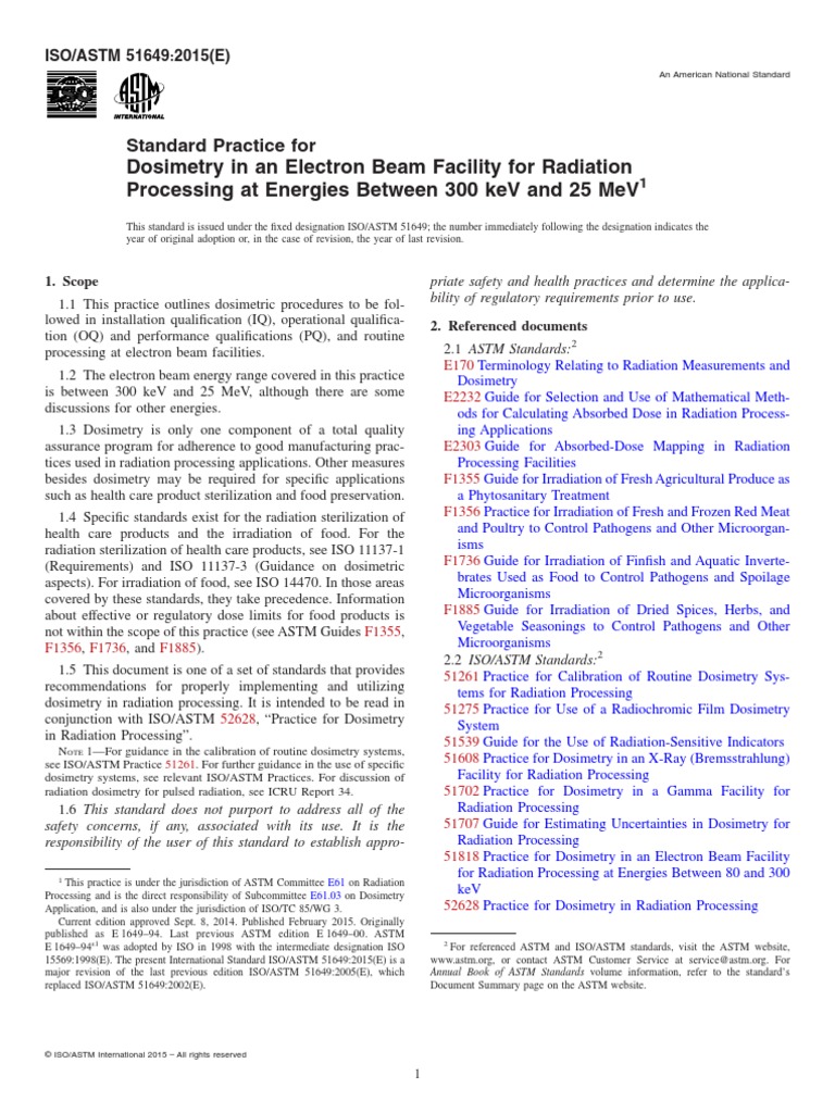 Iso Astm 51649-15 | PDF | Dosimetry | Absorbed Dose