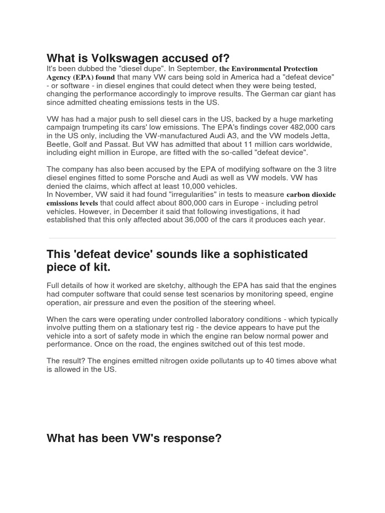 What Is Volkswagen Accused of | PDF | Volkswagen | Volkswagen Group