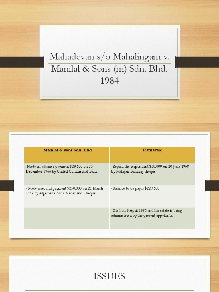 Mahadevan S - o Mahalingam v. Manilal & Sons (M) Sdn. Bhd. | PDF