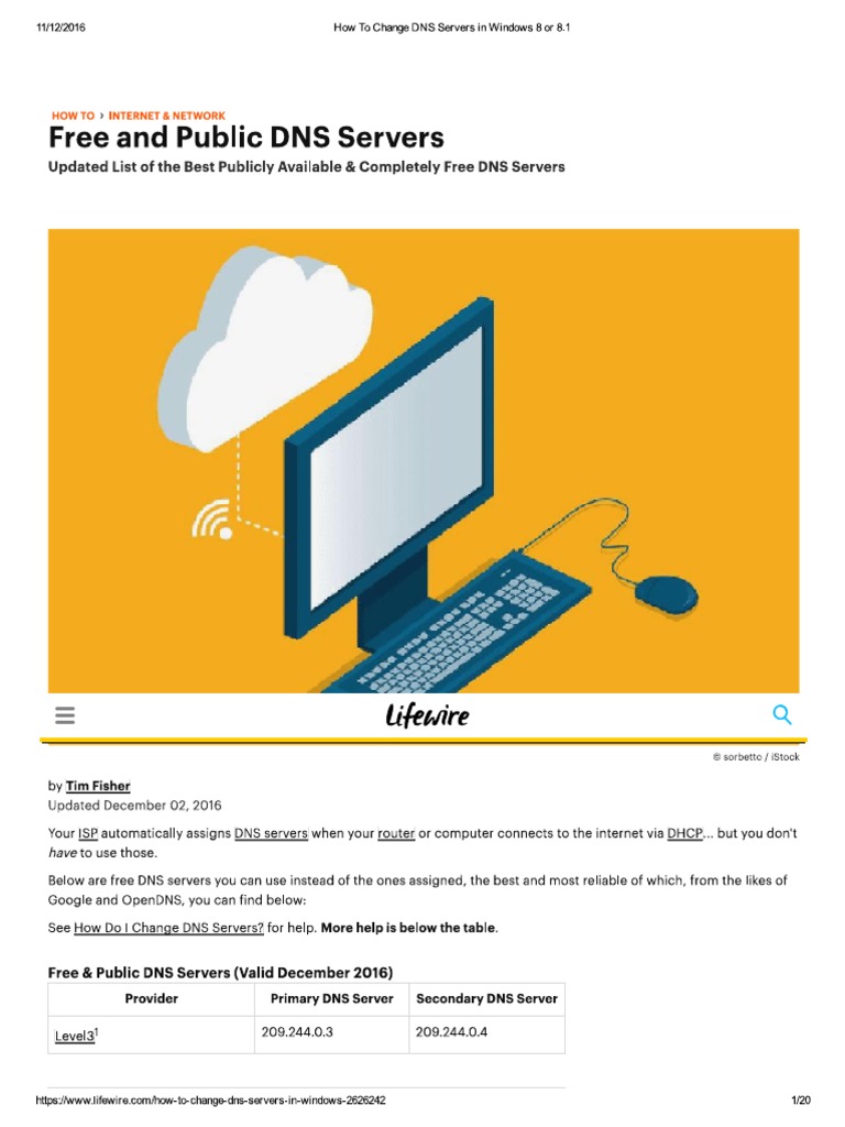 Free DNS Servers | PDF | Internet | Networking