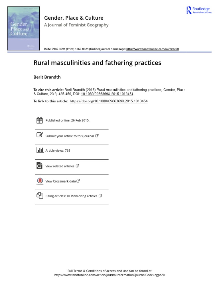 16 Rural Masculinities Fathering Practices | PDF | Masculinity | Father