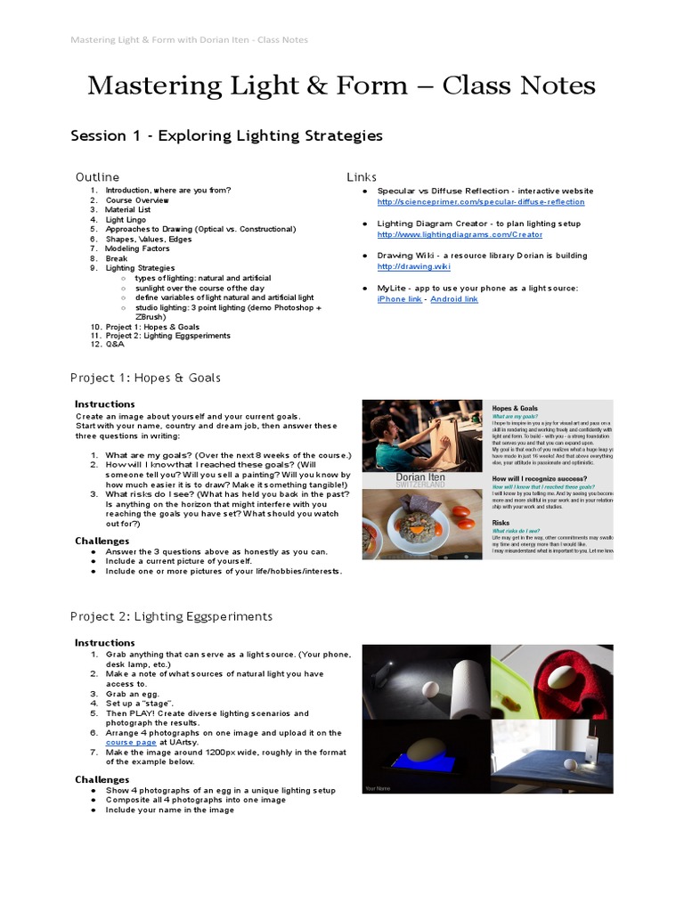 Mastering Light & Form - Class Notes | PDF | Rendering (Computer ...