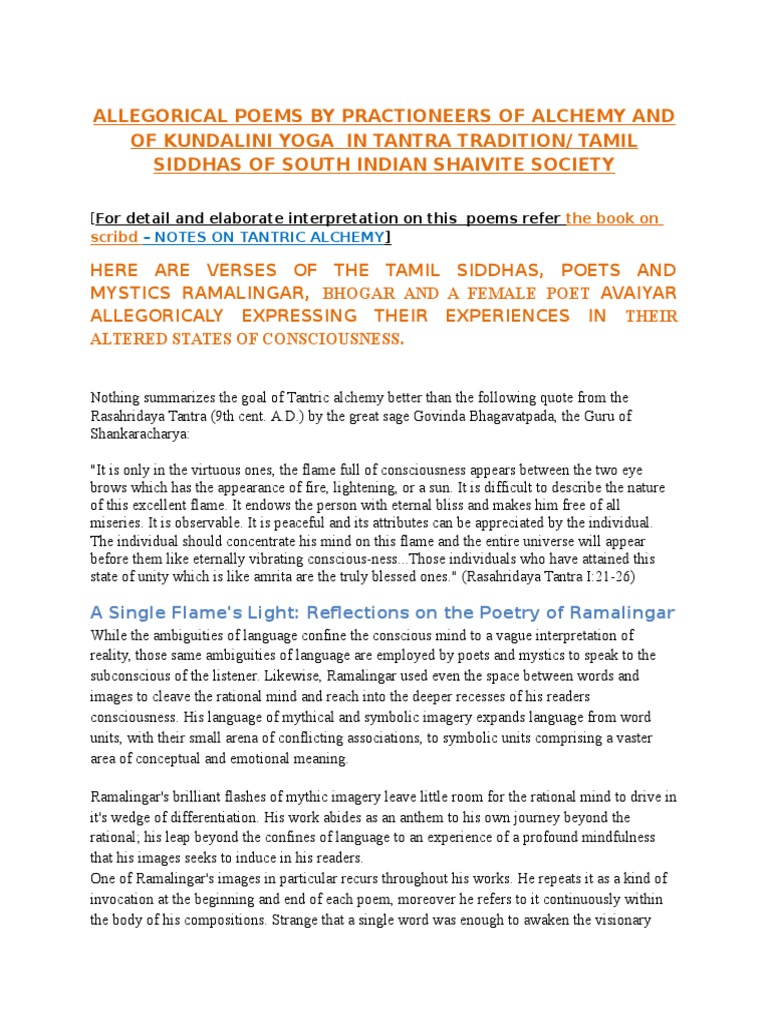 Alchemical Poems of Tamil Siddhas | PDF | Tantra | Mysticism