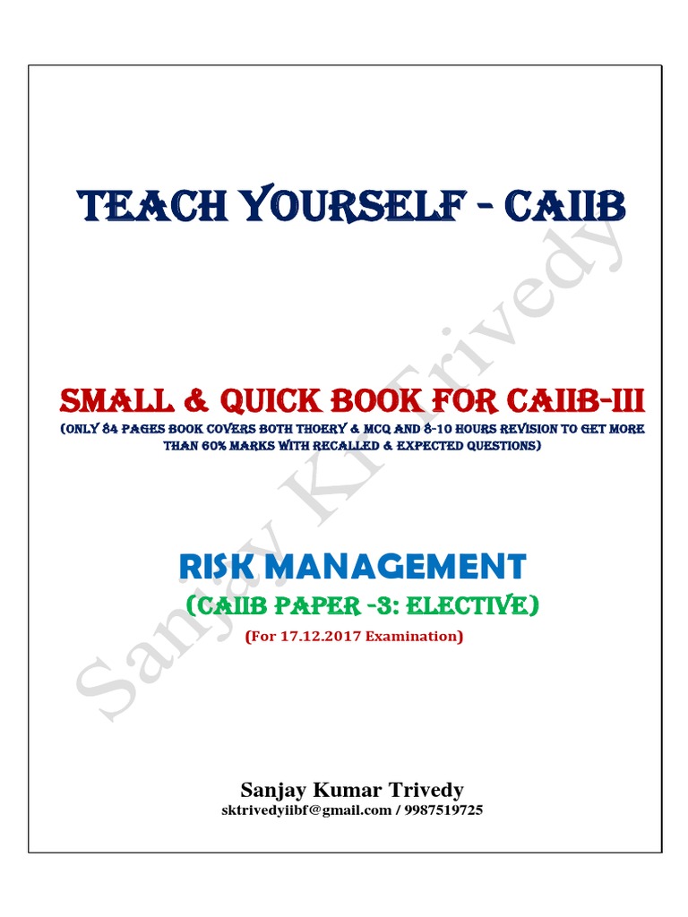 CAIIB-III RISK MANAGEMENT BOOK | PDF | Risk | Interest