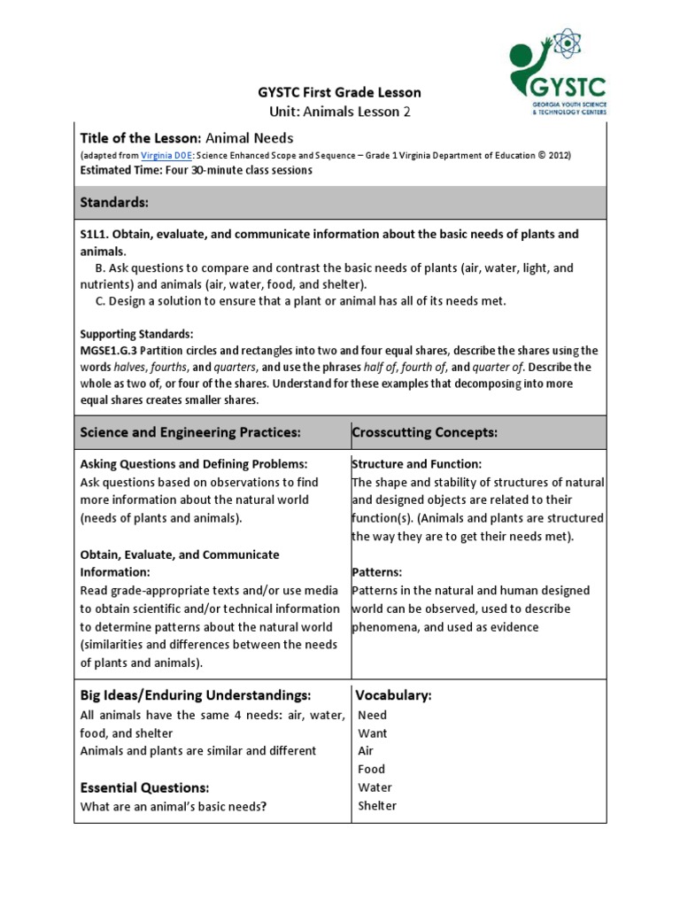 S1l1-Animals-Lesson 2 | PDF | Science | Information