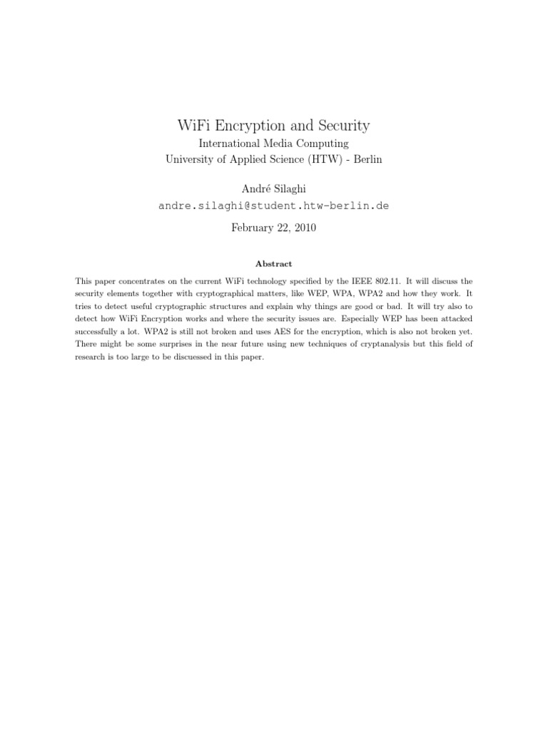Wifi Encryption and Security: International Media Computing University ...
