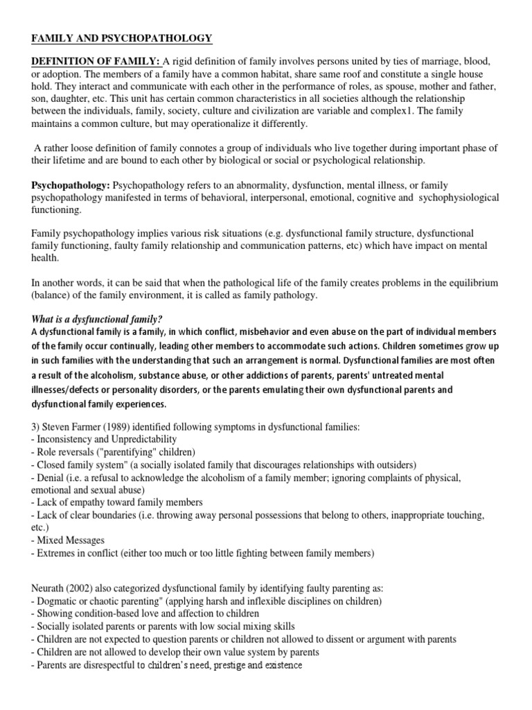 Family and Psychopathology | PDF | Family | Psychopathology