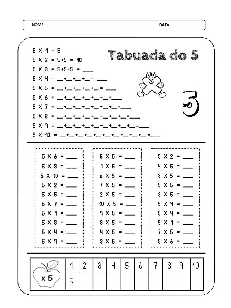Fichas de Tabuada para Imprimir | PDF