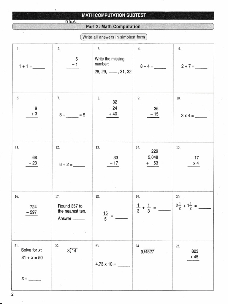 Wrat Test - Blue | PDF