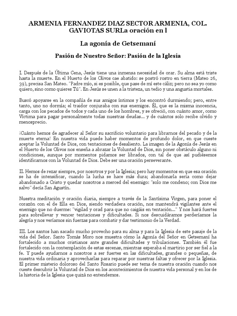 La Oración en El Huerto de Getsemani | PDF | Oración | Jesús