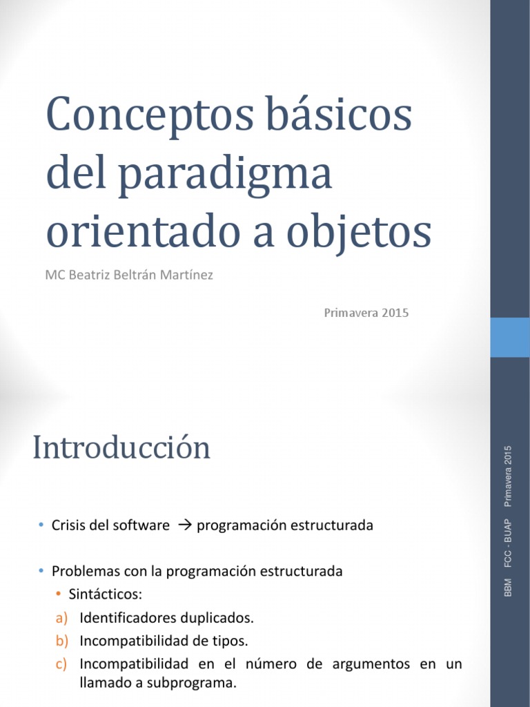 Conceptos Básicos Del Paradigma Orientado A Objetos: MC Beatriz Beltrán Martínez | PDF | Object ...