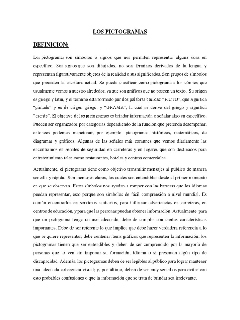 Pictogramas: Definición y Usos | PDF | Los símbolos | Dibujo