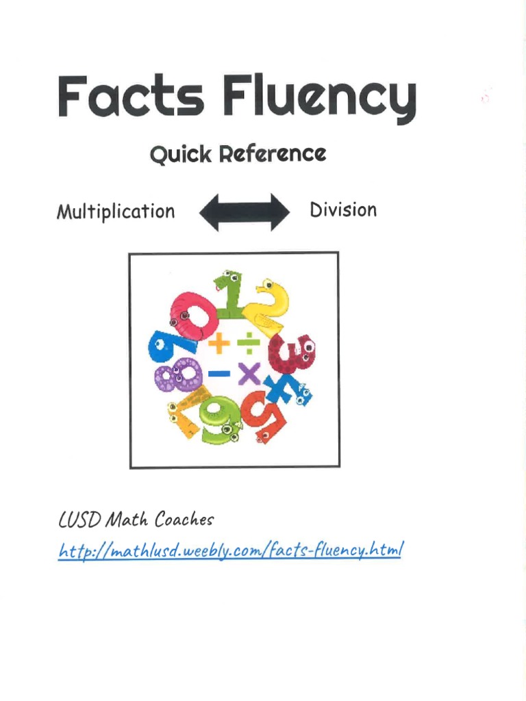 Facts Fluency Quick Reference Mult | PDF
