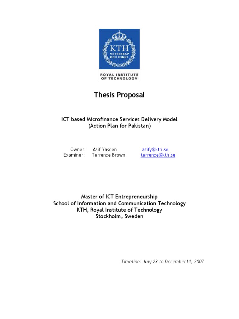 Thesis Proposals For ICT PDF | PDF | Microfinance | Thesis